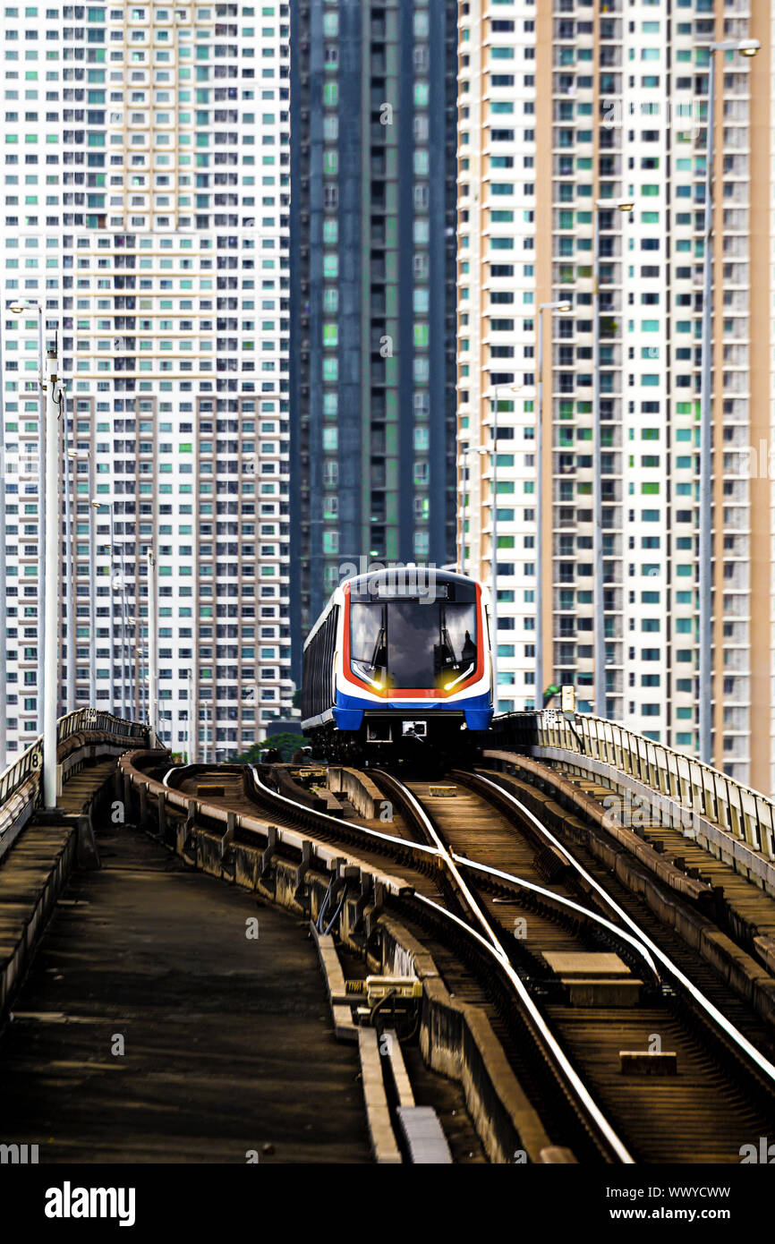 BTS Sky train in Bangkok with building Stock Photo - Alamy