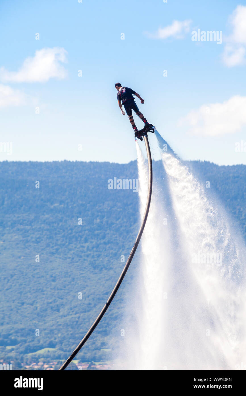 Flyboard in the Leman lake, Haute-Savoie, France Stock Photo - Alamy