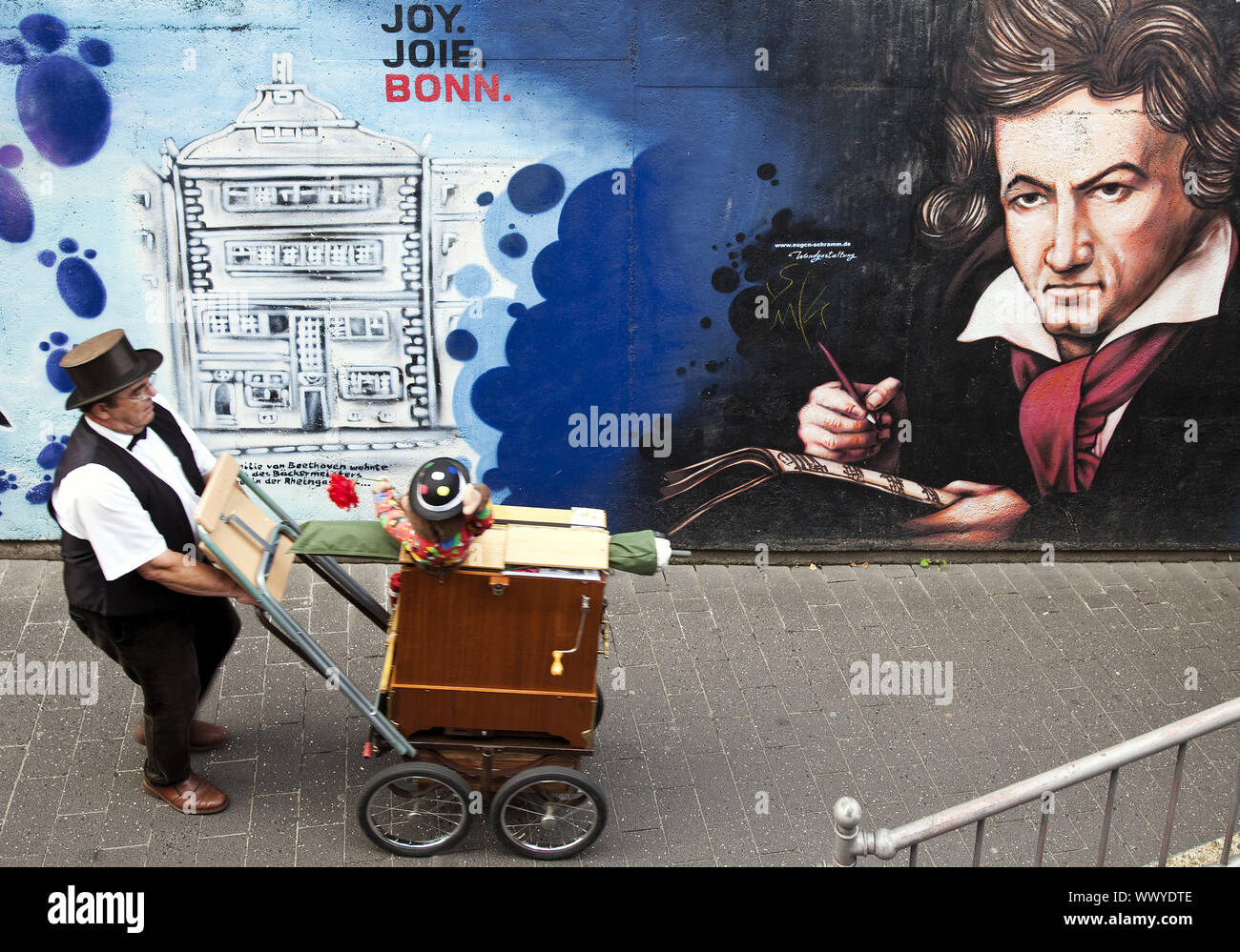 Ludwig van Beethoven mural painting in the old city, Bonn, North Rhine ...