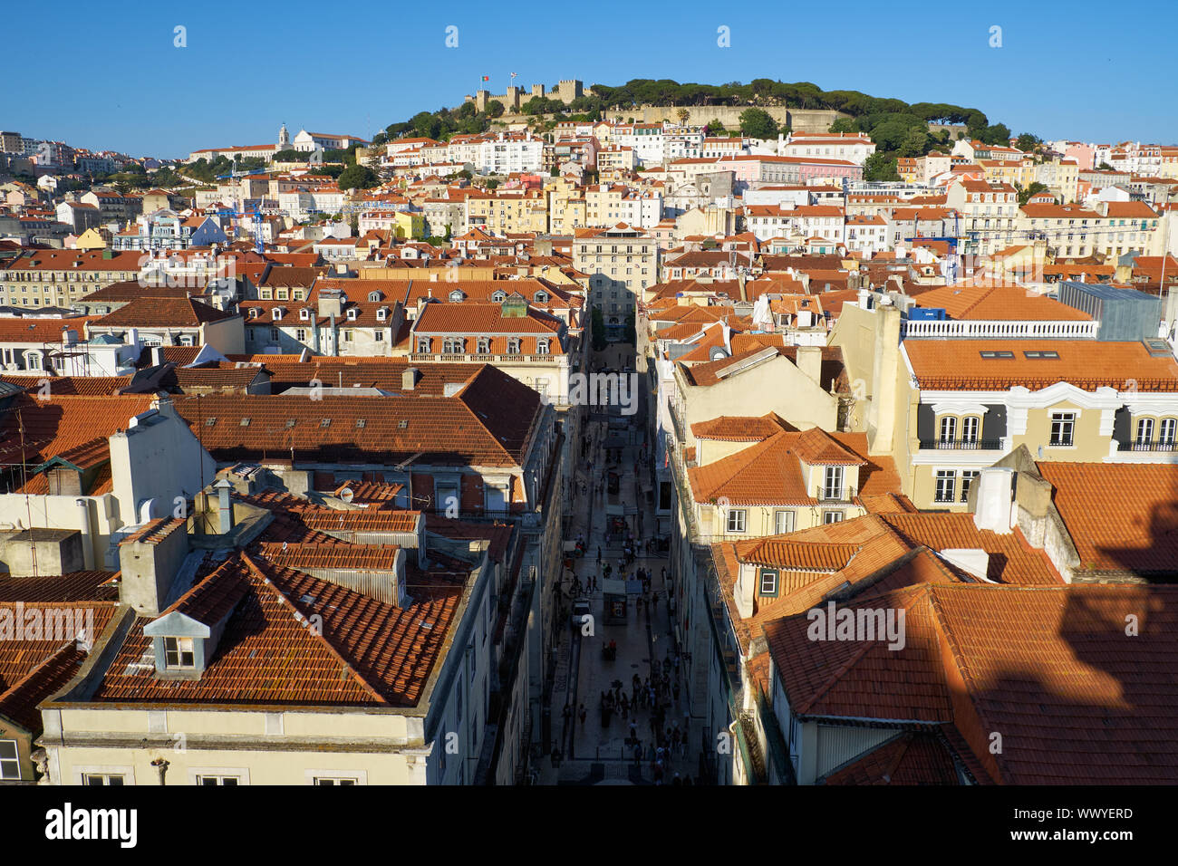 The residential houses of Alfama with Saint George Castle on the ...