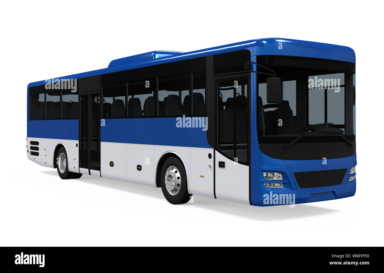 Blue City Bus Isolated Stock Photo - Alamy