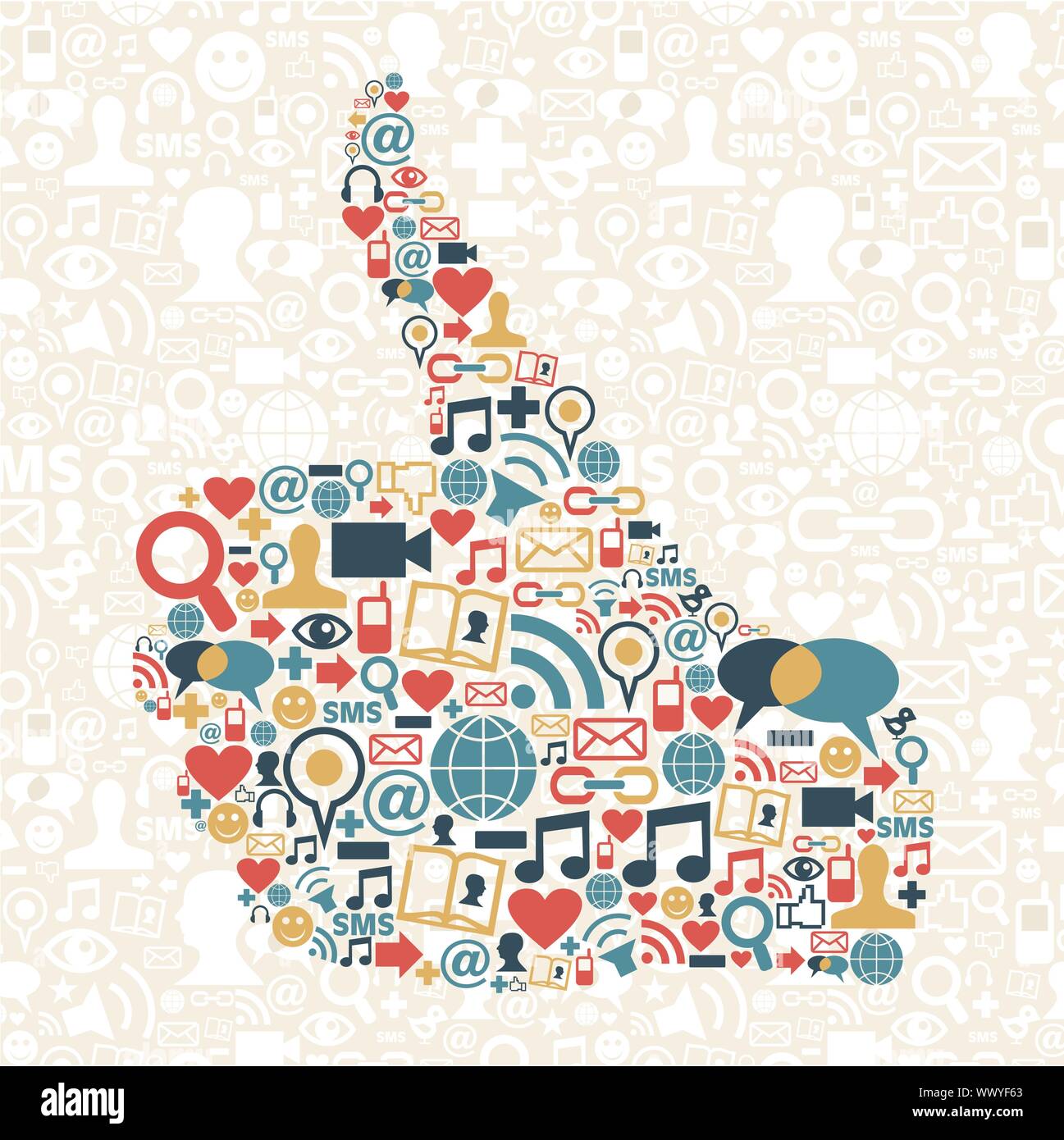 Thumb up Social media icons texture Stock Vector Image & Art - Alamy