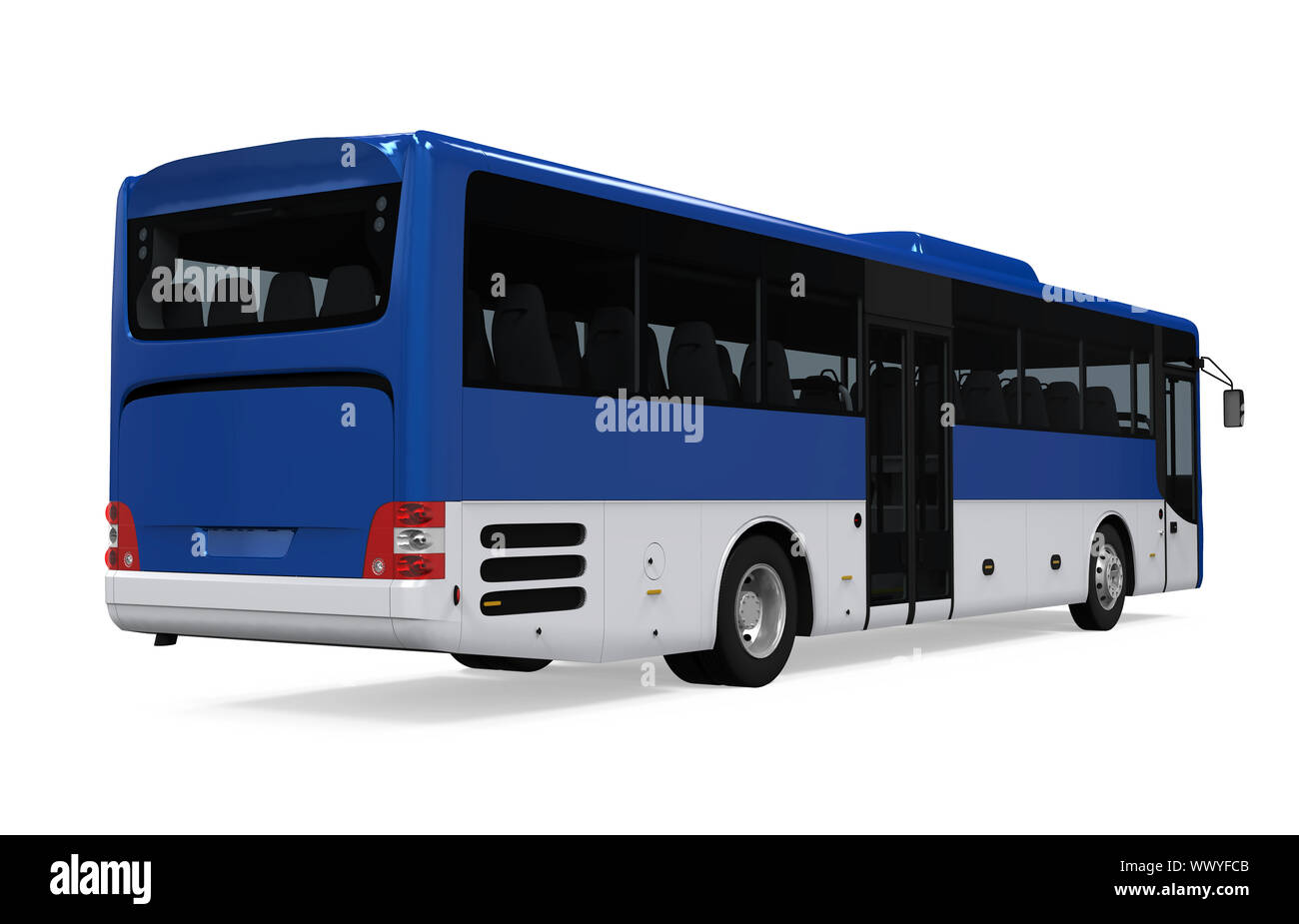 Blue City Bus Isolated Stock Photo - Alamy