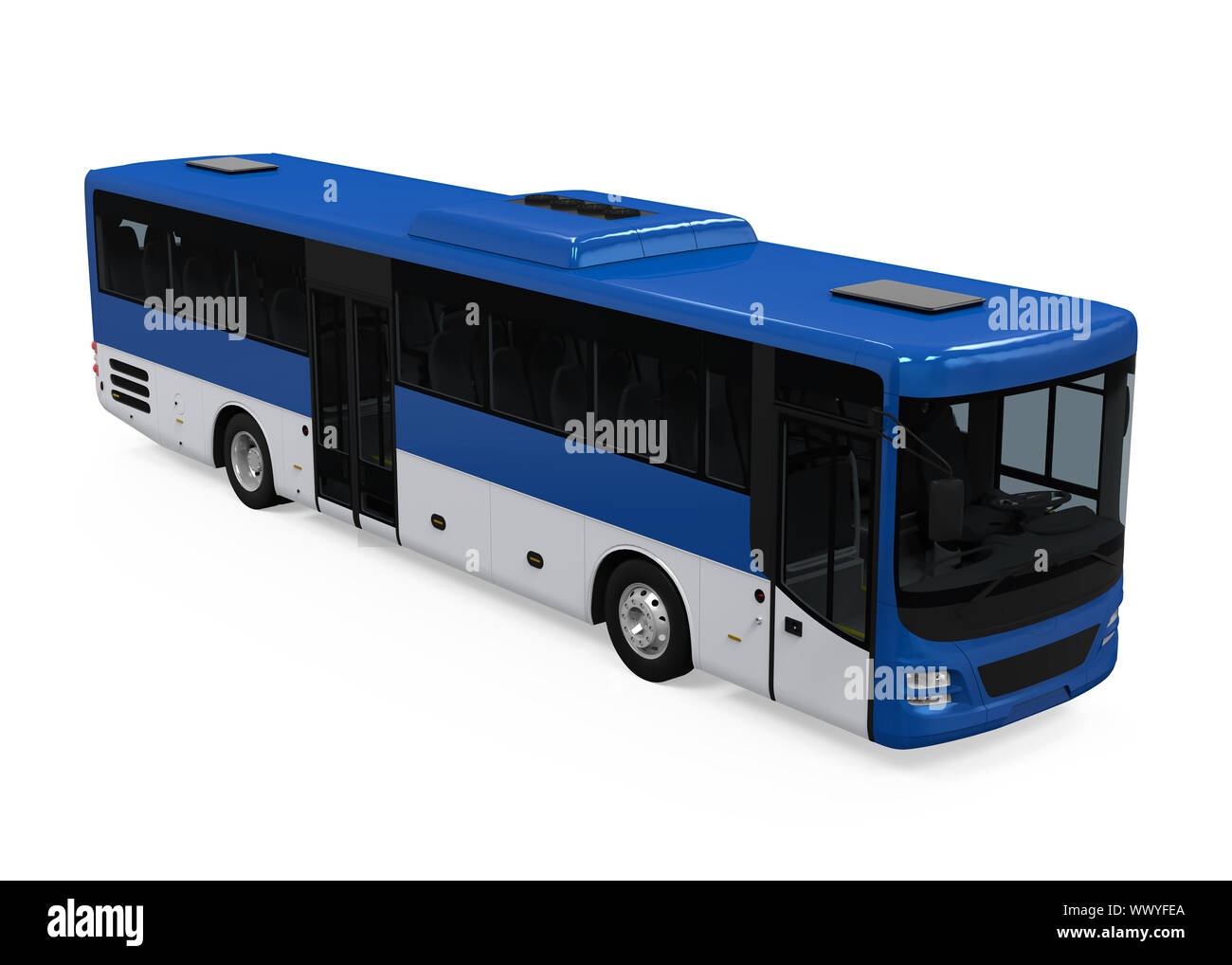 Blue City Bus Isolated Stock Photo - Alamy