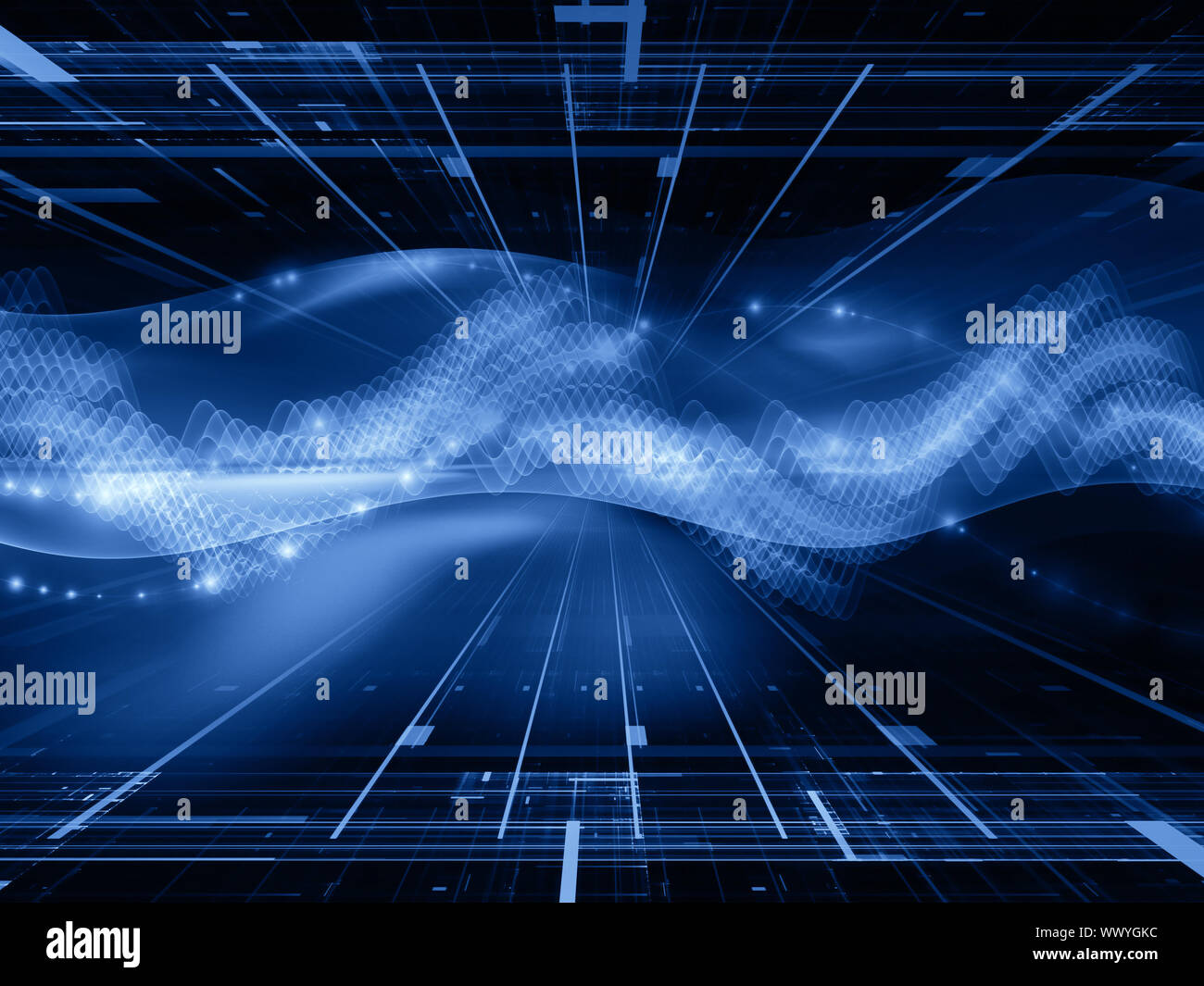 Backdrop of abstract sine waves and design elements on the subject of ...