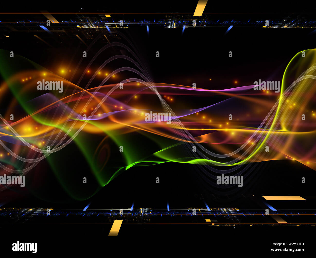 Composition of abstract sine waves and design elements with ...