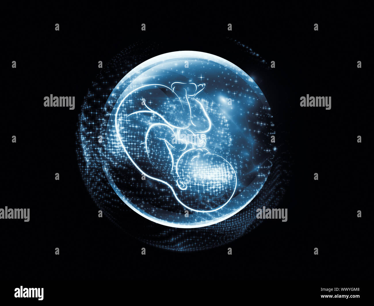 Abstract design made of drawing of a fetus and abstract design elements ...