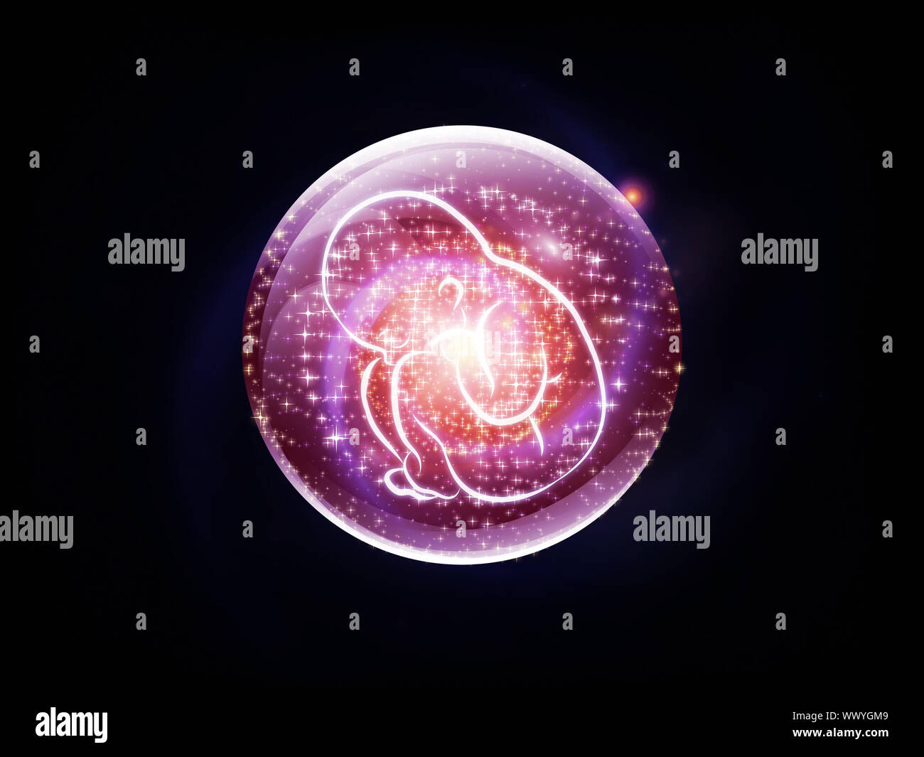 Composition of drawing of a fetus and abstract design elements suitable ...