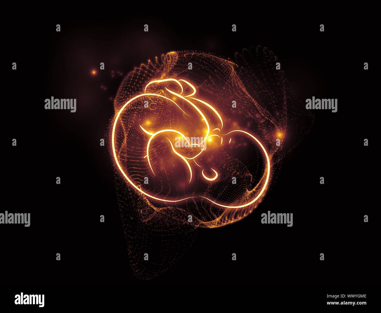 Design composed of drawing of a fetus and abstract design elements as a ...