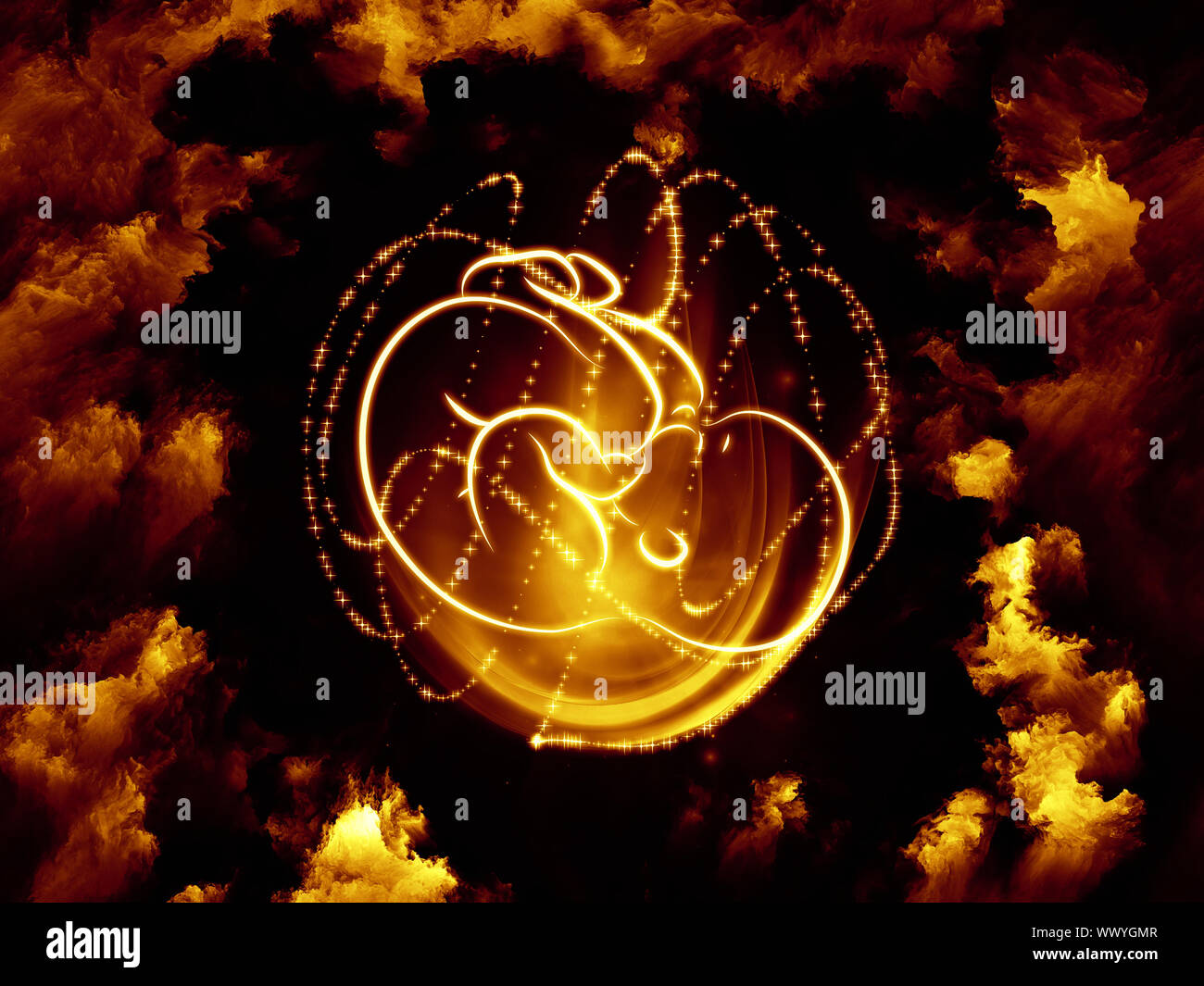 Backdrop of drawing of a fetus and abstract design elements to ...