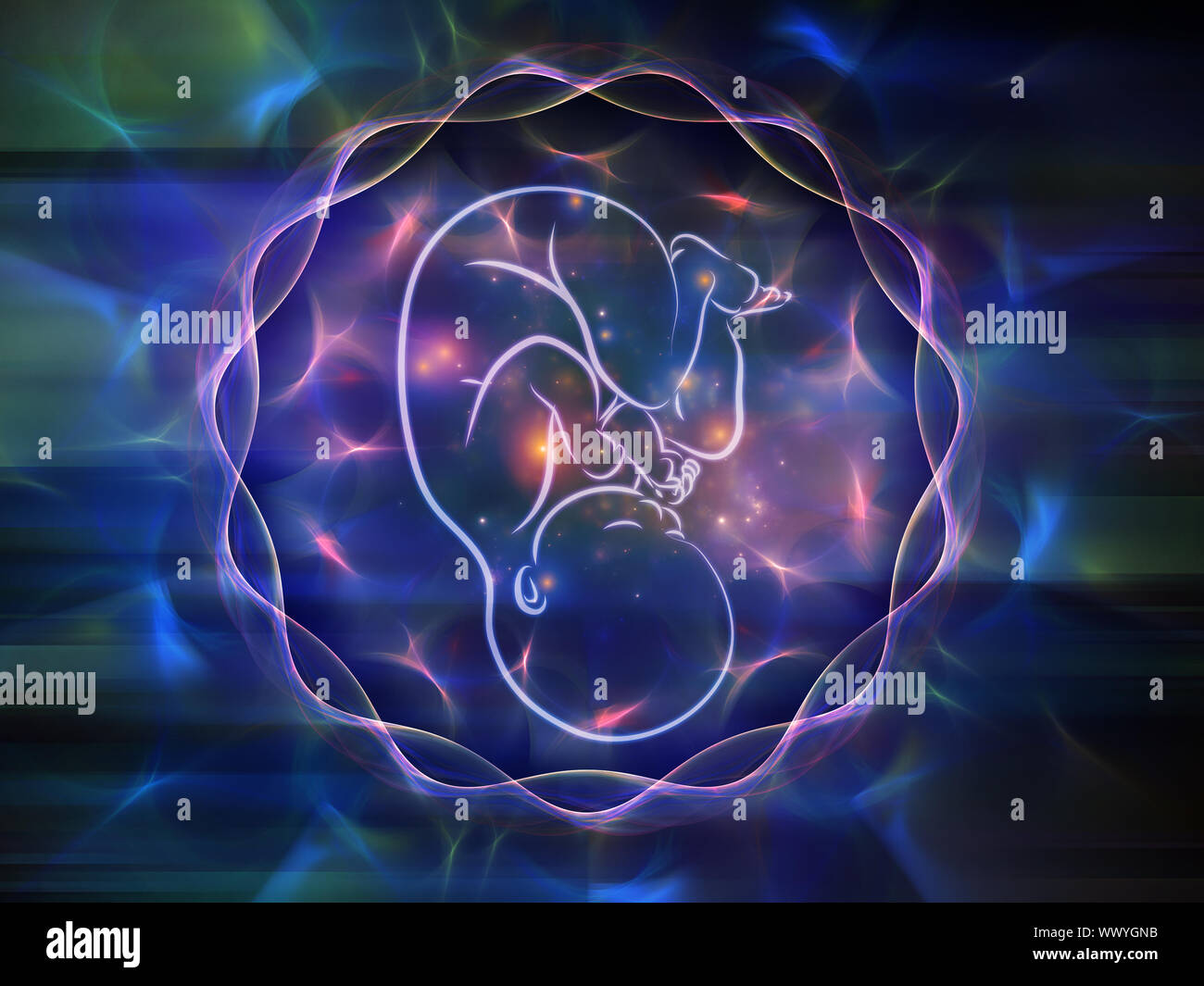 Artistic background made of drawing of a child and abstract design ...