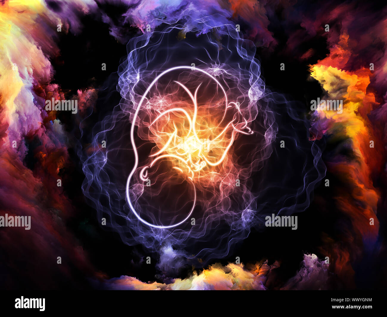 Abstract design made of drawing of a child and abstract design elements ...