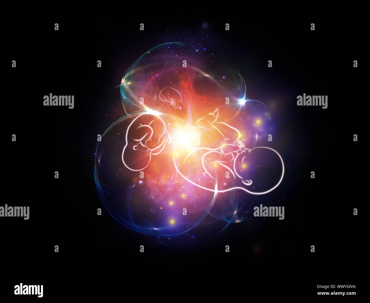 Abstract design made of drawing of a child and abstract design elements ...