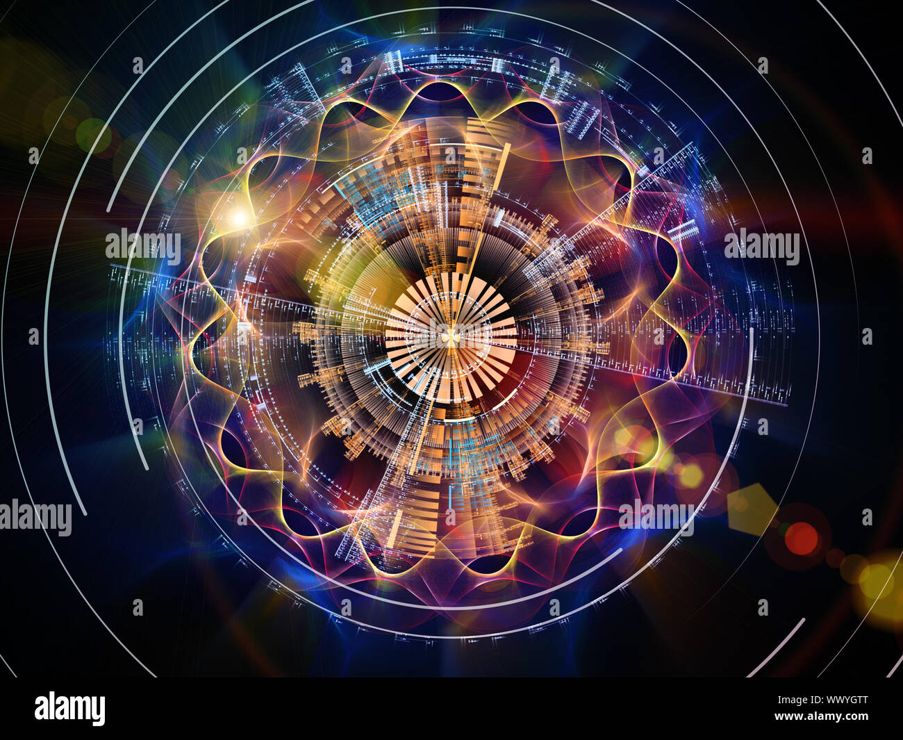 Artistic abstraction composed of radial geometric shapes and abstract ...