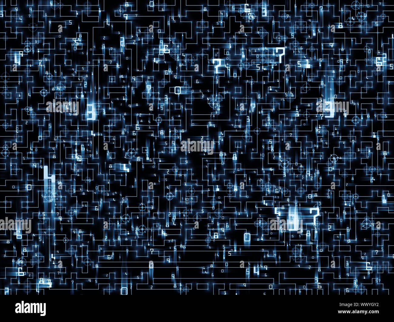 Design made of network diagram lines, digits and abstract elements to ...
