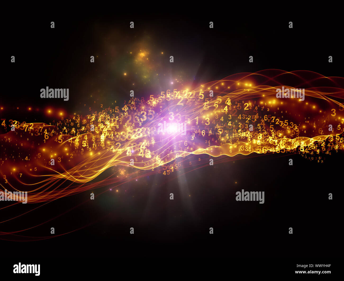 Graphic composition of abstract sine waves, numbers and design elements ...