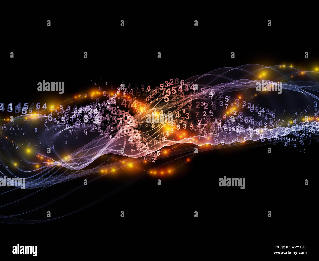Visually pleasing composition of abstract sine waves, numbers and ...