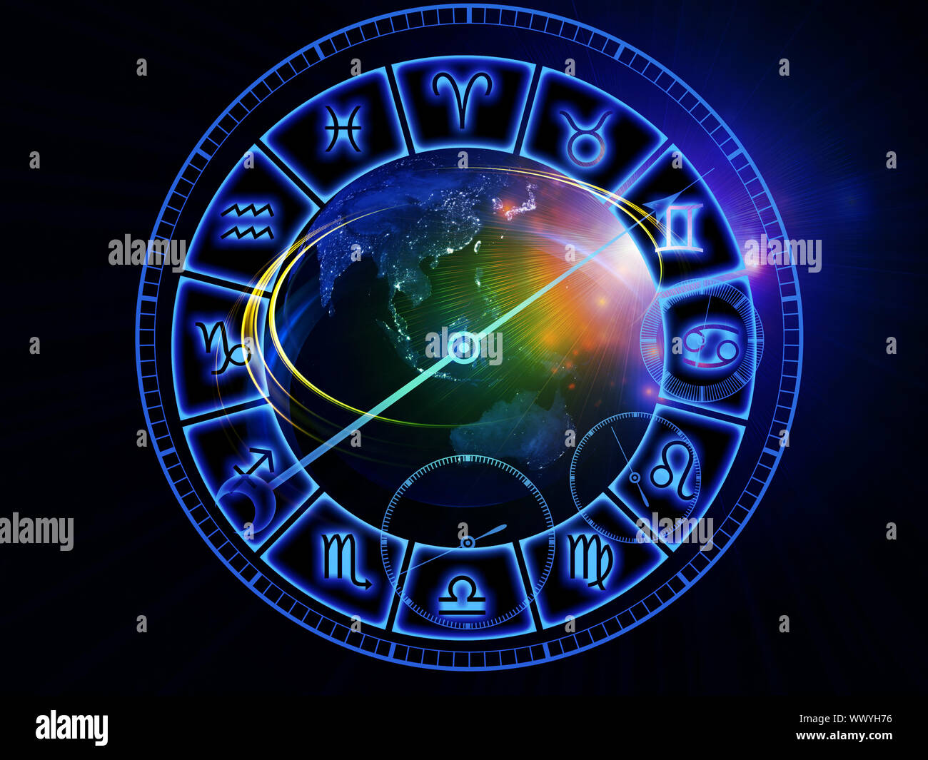 Design composed of dial symbols, shapes and abstract design elements as ...