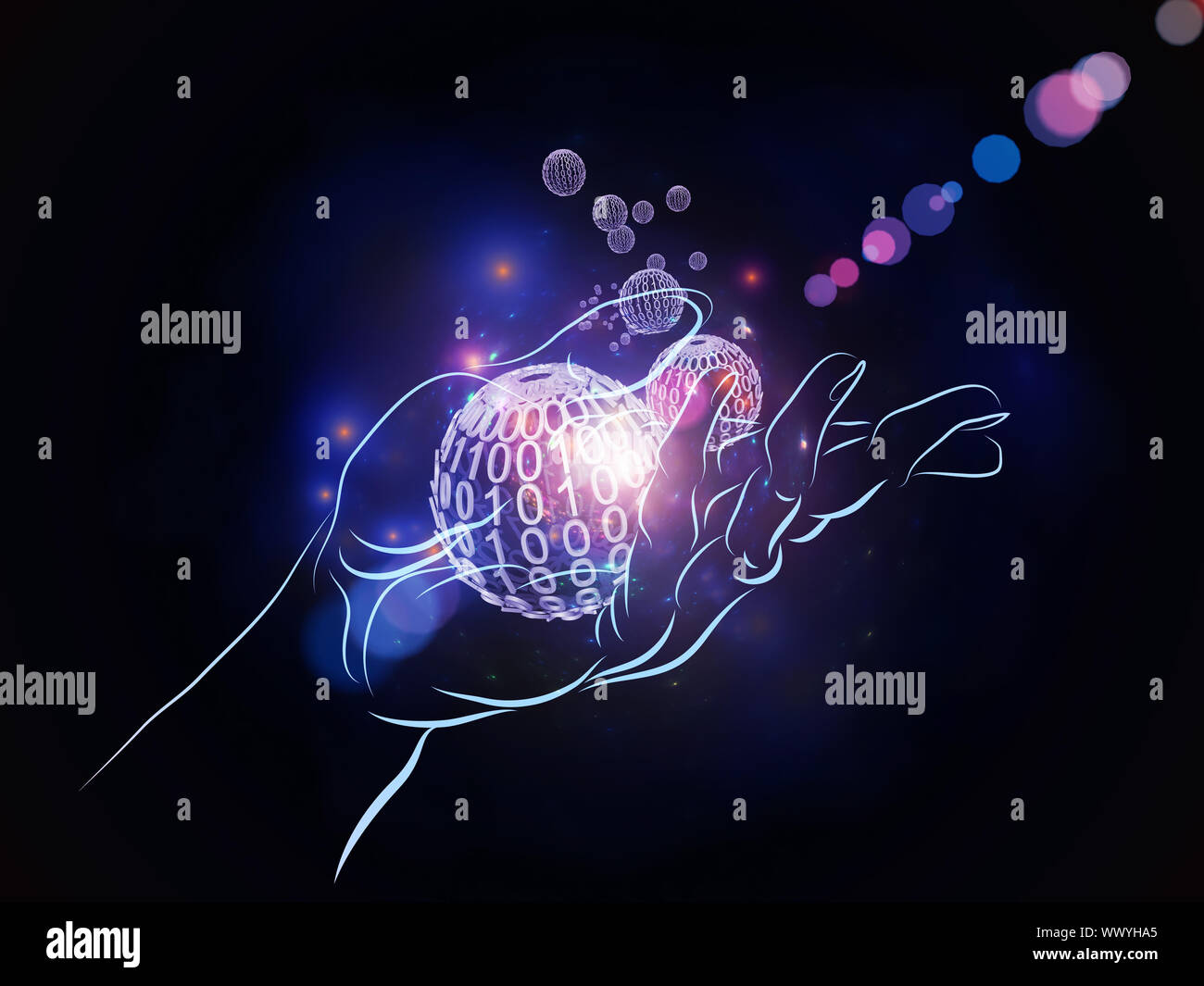 Design made of human hand and technological elements to serve as ...