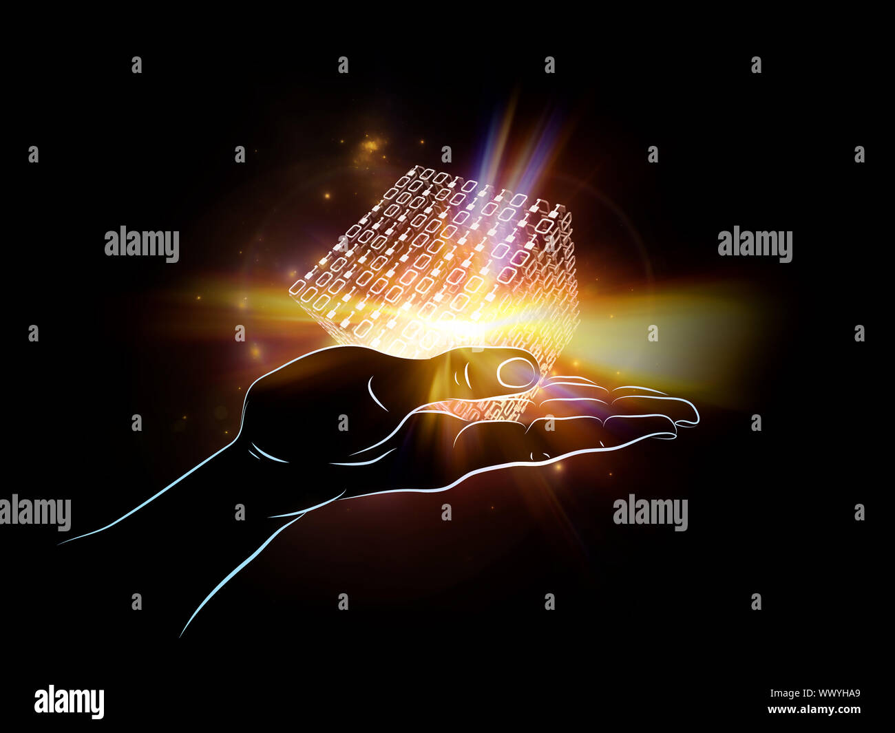 Design made of human hand and technological elements to serve as ...