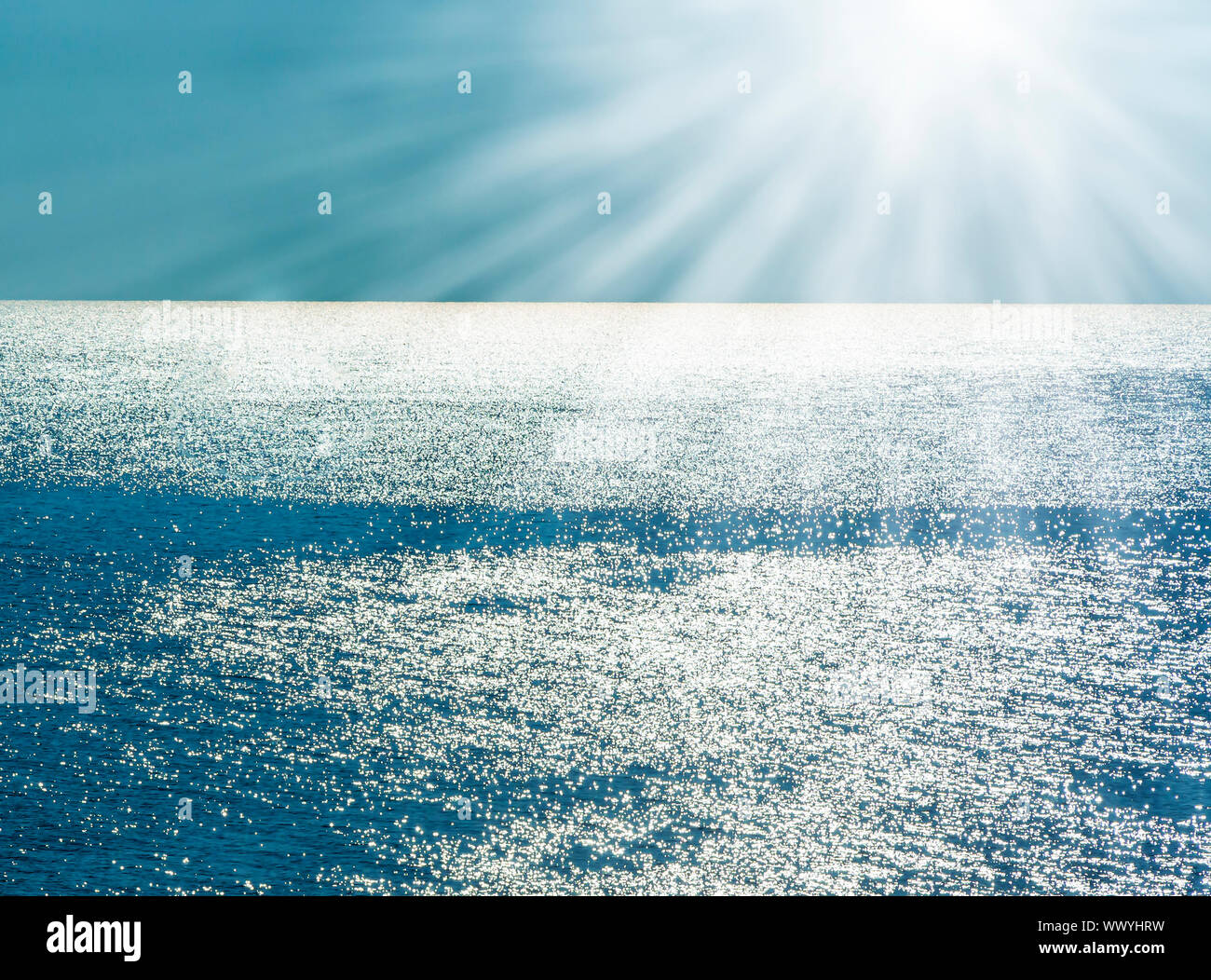 rising sun and reflecting sunlight on the sea. Summer season Stock ...