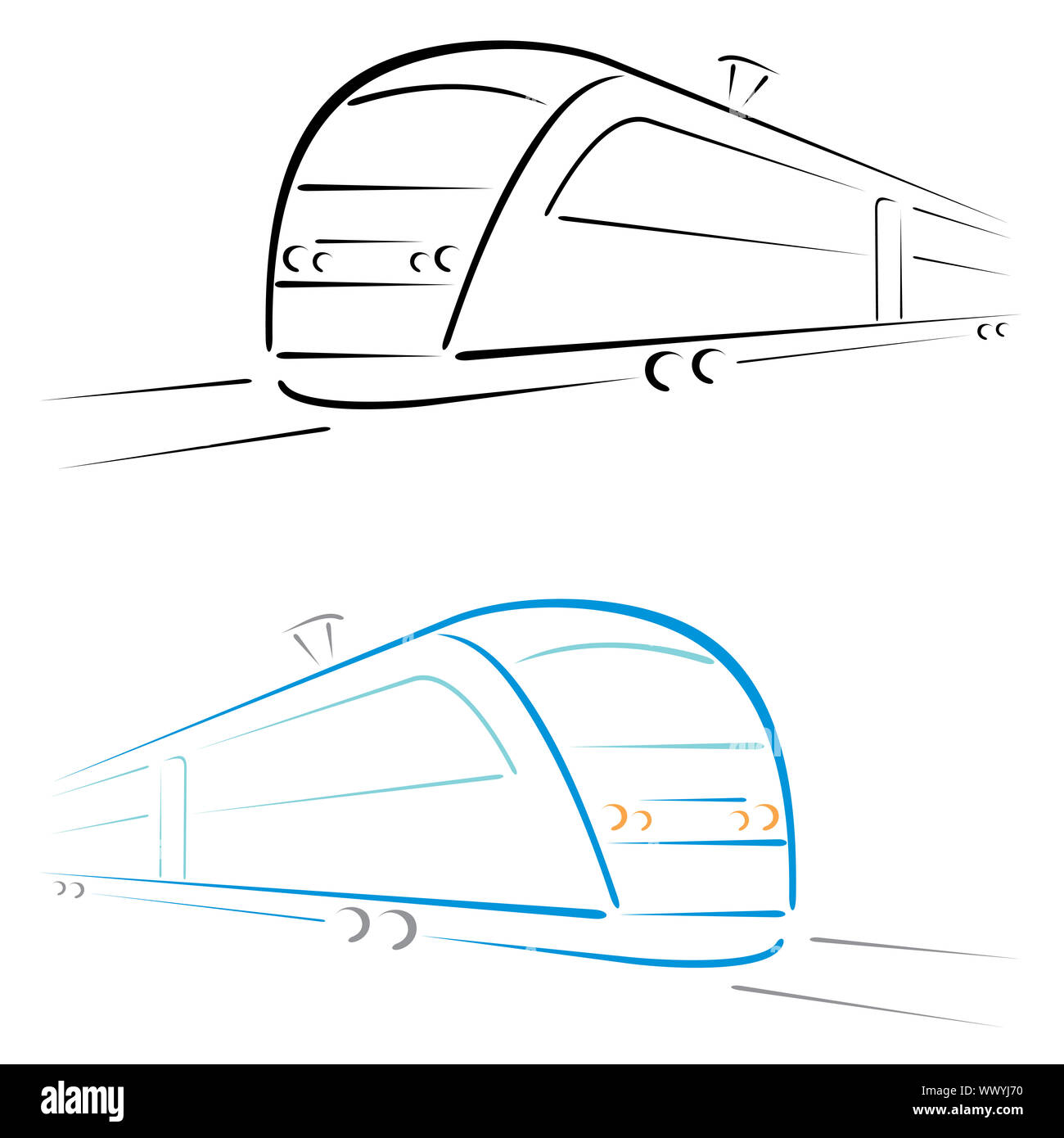 Modern train illustration Cut Out Stock Images & Pictures - Alamy
