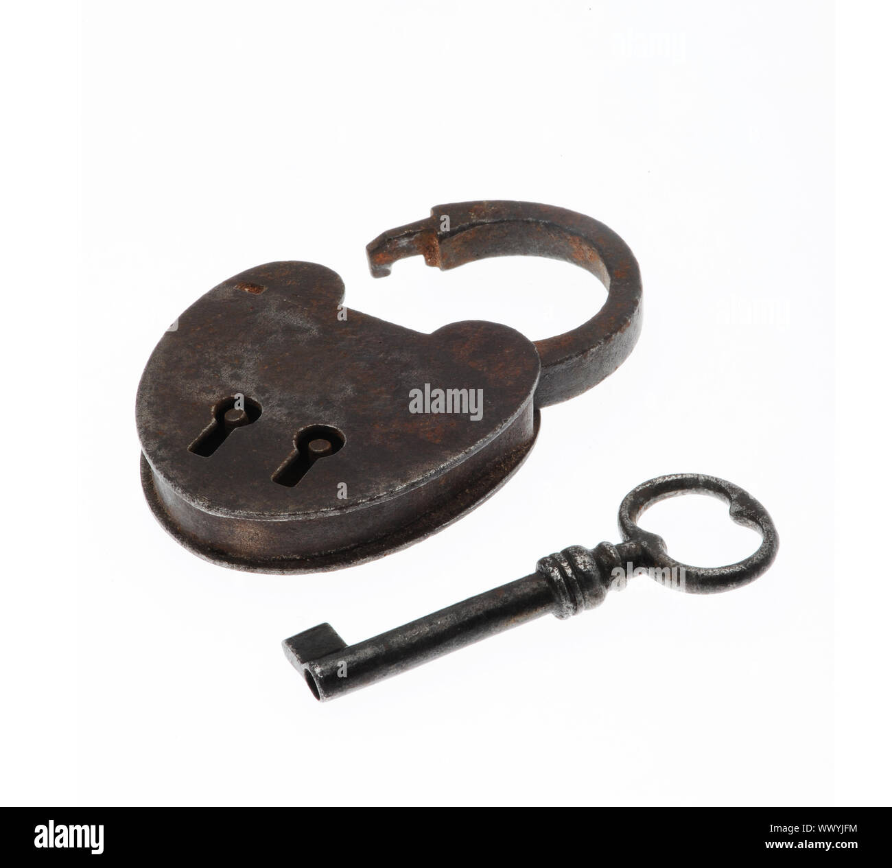 Antique Padlock on white background Stock Photo - Alamy