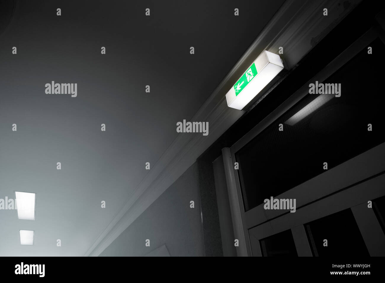 An image of a escape sign in germany Stock Photo - Alamy