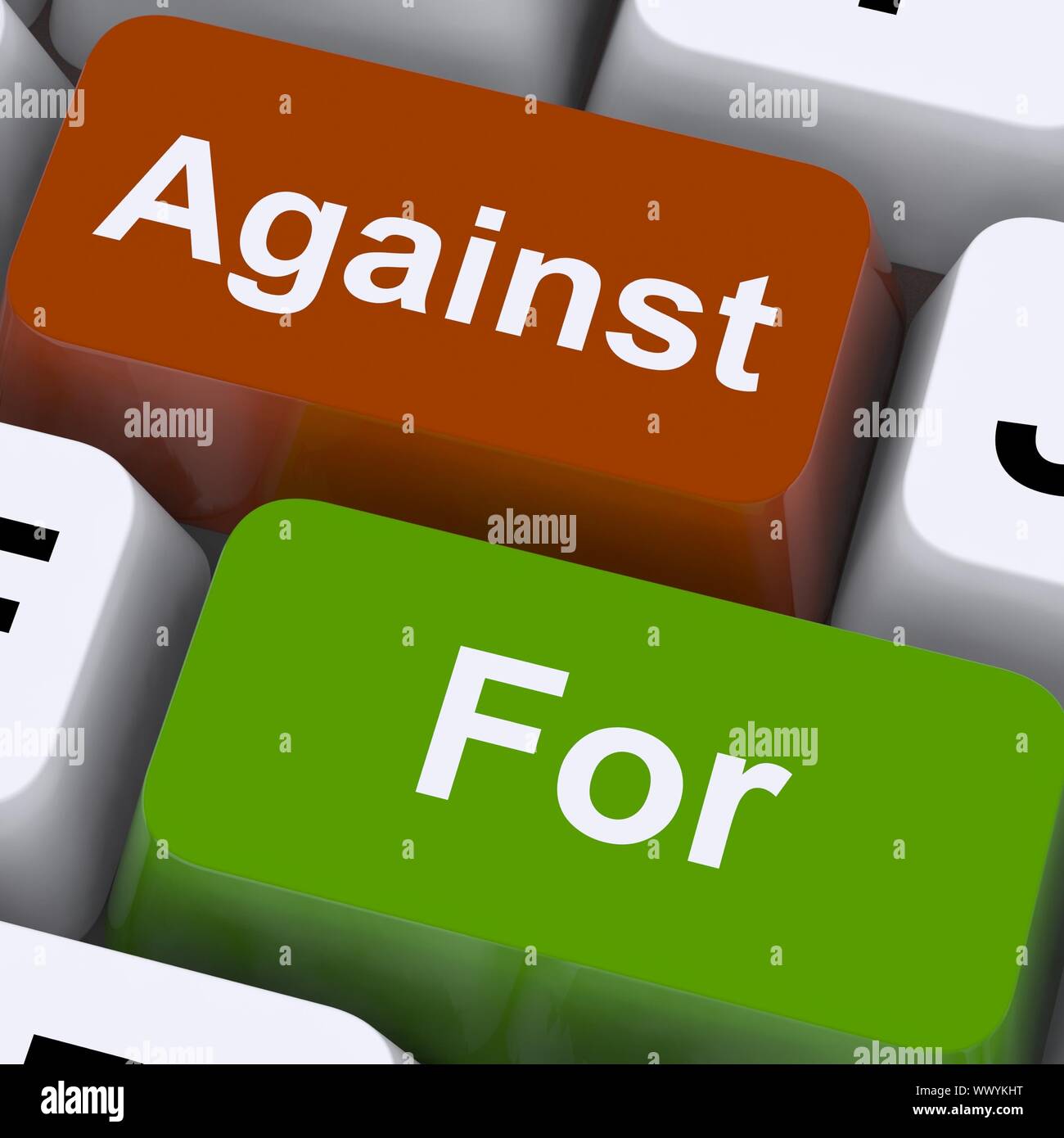 For Or Against Keys Showing Pros And Cons Stock Photo - Alamy