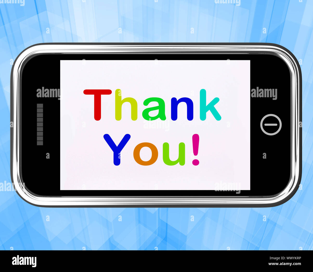 Thank You Message As Thanks Sent On A Mobile Stock Photo - Alamy