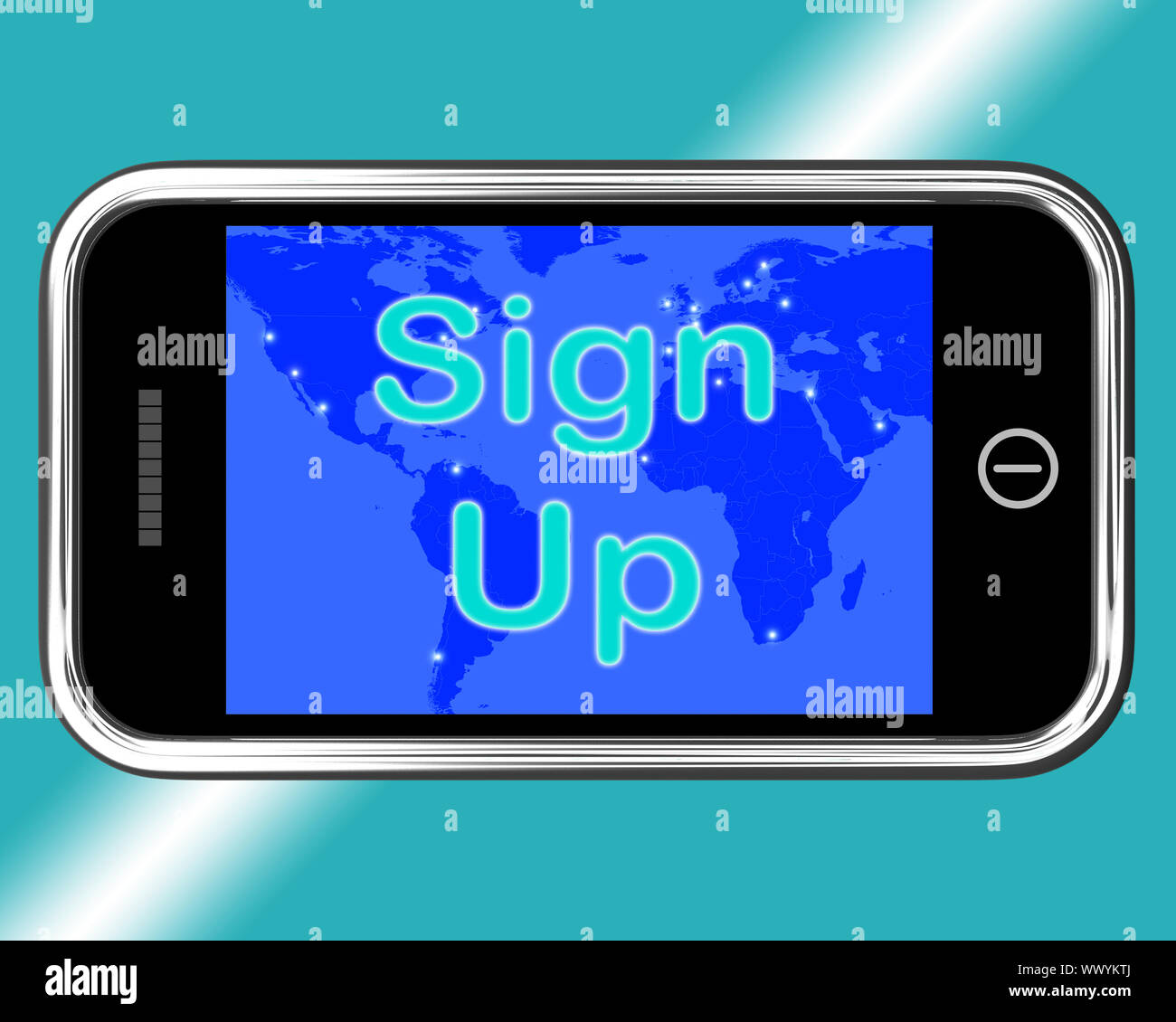 Sign Up Mobile Message Showing Online Registration Stock Photo - Alamy