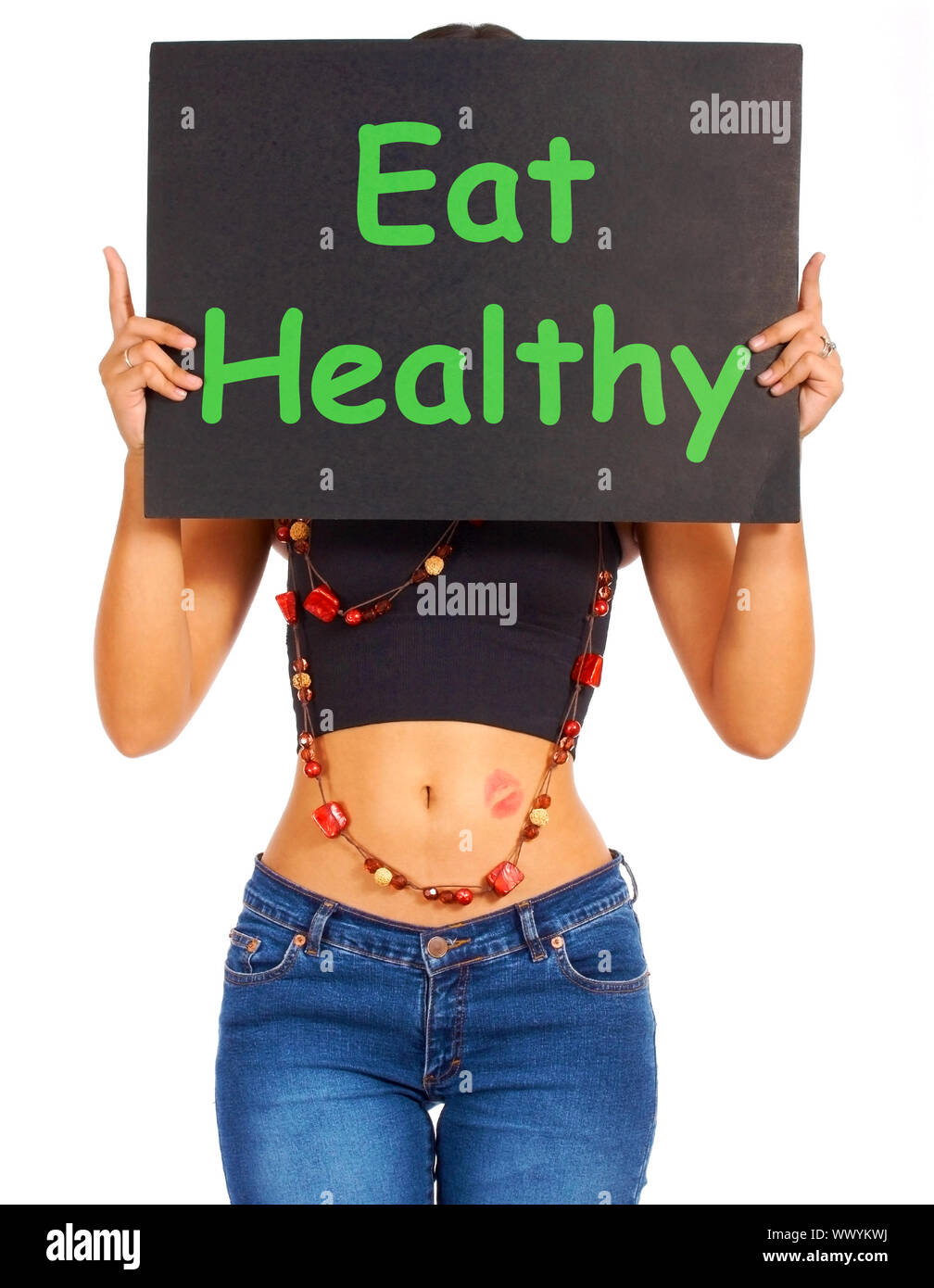 Eat Healthy Sign Showing Eating Well For Health Stock Photo - Alamy