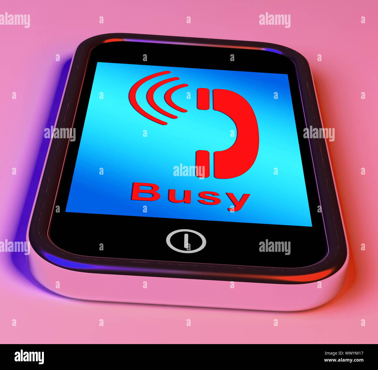 Busy Icon On Smartphone Showing Engaged Connection Stock Photo - Alamy