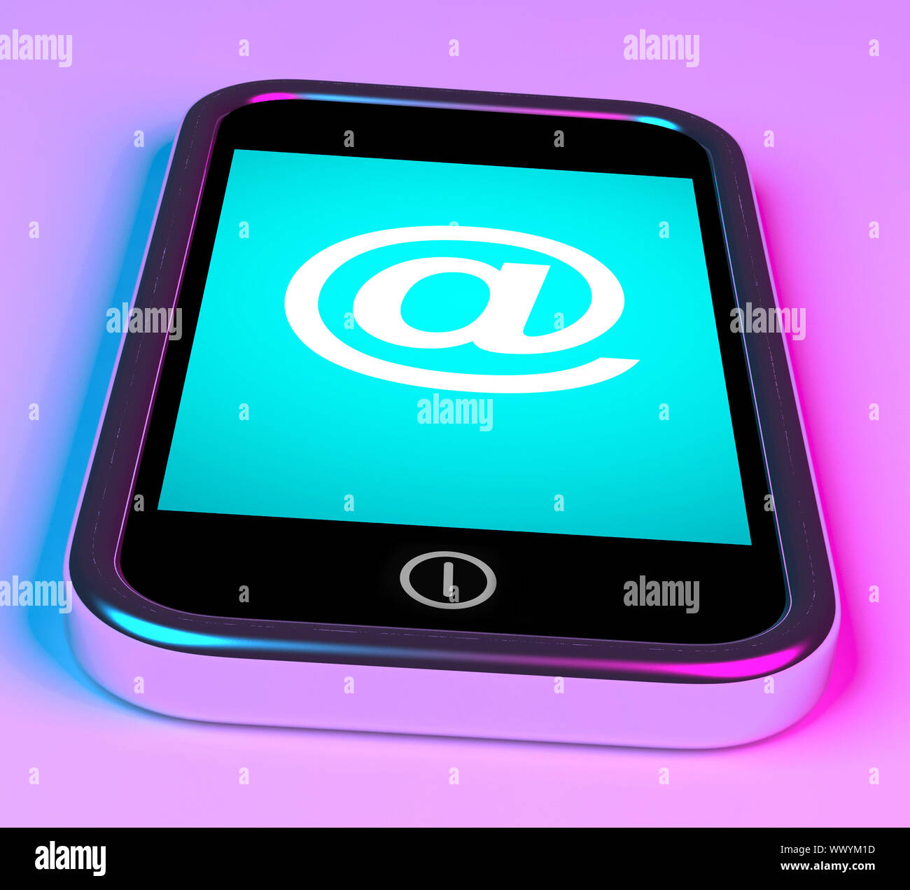Mobile Phone With An At Sign For Emailing Or Contacting Stock Photo - Alamy