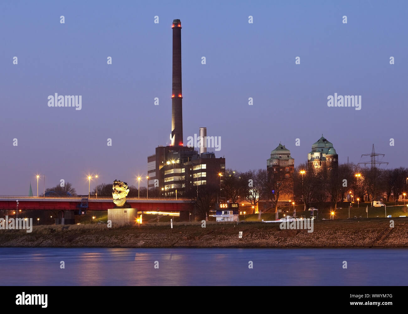Mercator Island and sculpture with industrial scenery of Mittal Ruhrort ...