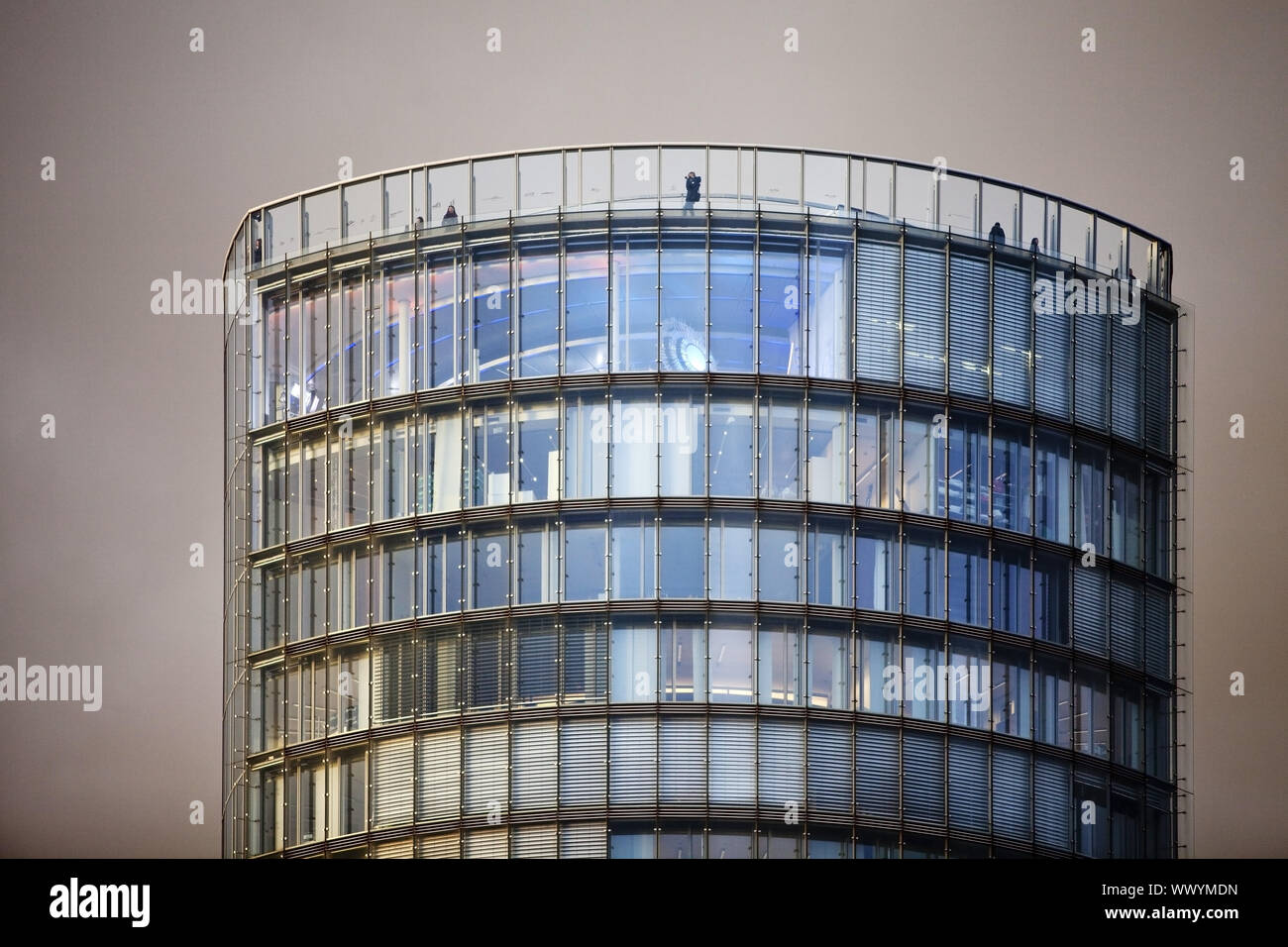 people on observation deck of the Koelntriangle tall buildung, Cologne ...