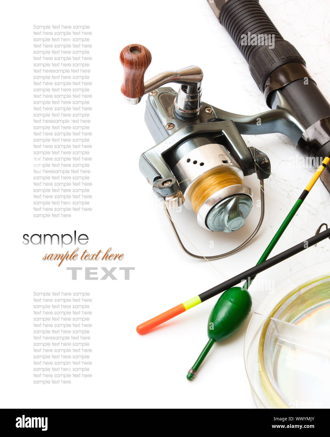 Fishing gear is isolated on a white background Stock Photo - Alamy
