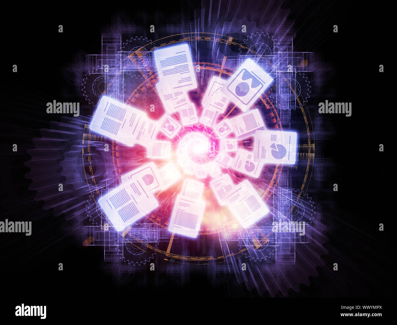 Background design of document icons, lights and abstract design ...