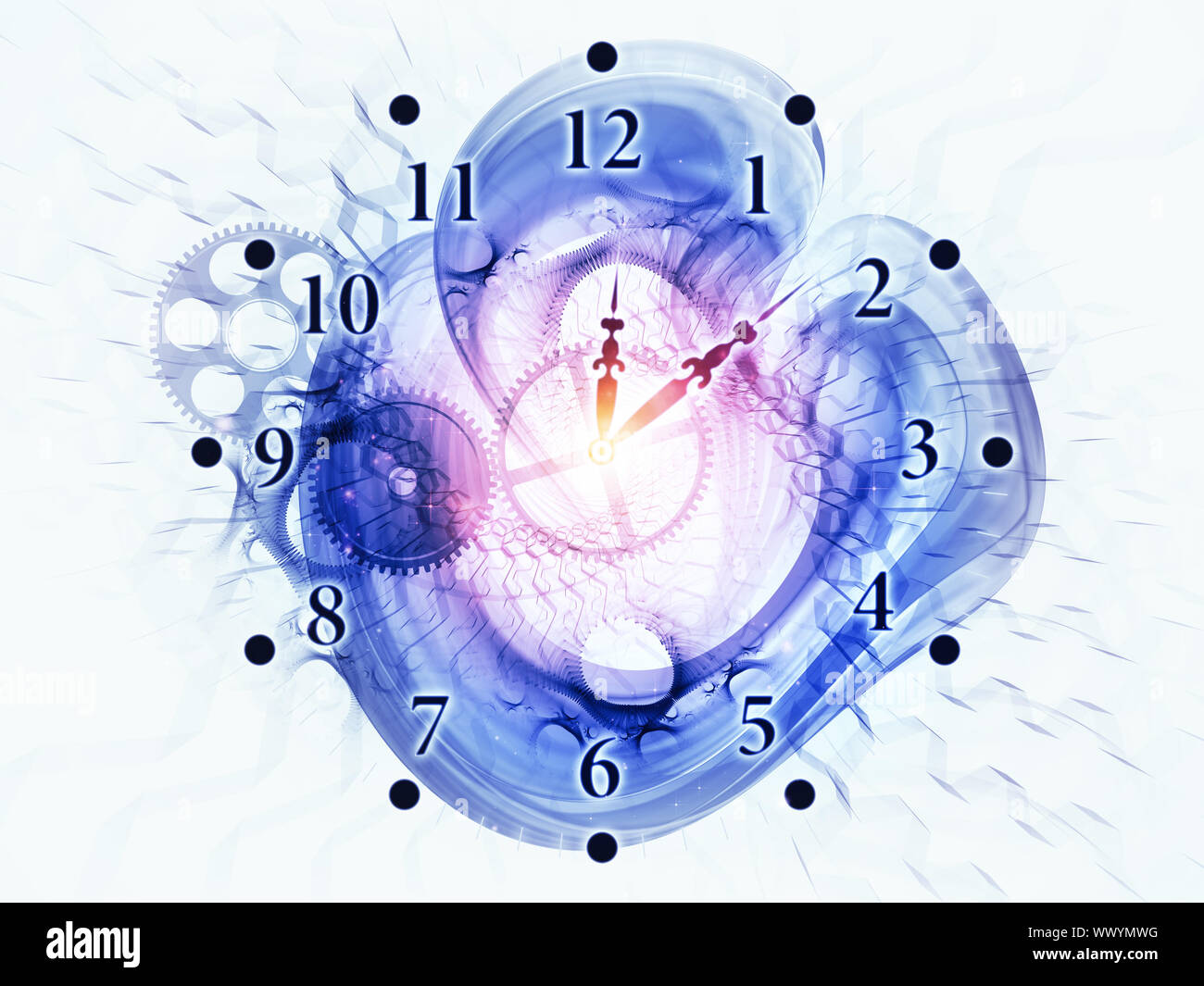 Background design of gears, clock elements, dials and dynamic swirly ...