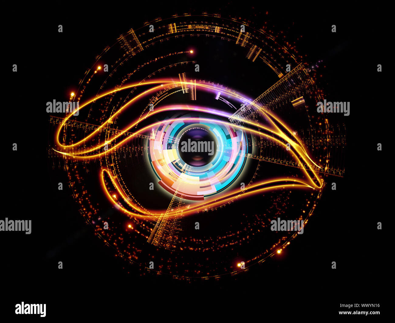 Composition of eye outlines, fractal and abstract design elements on ...