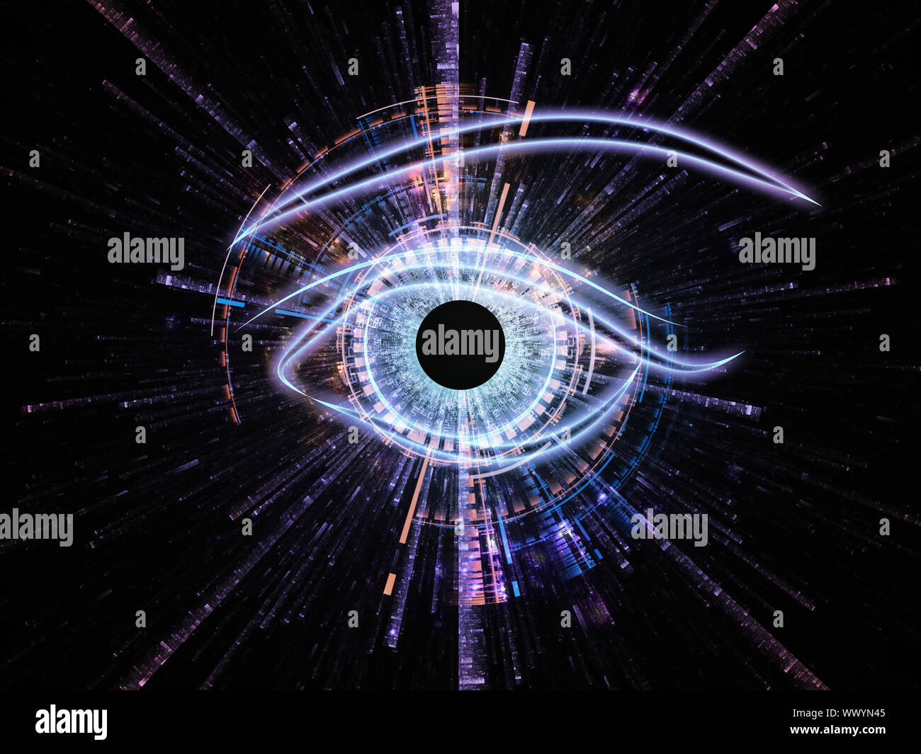 Backdrop composed of eye outlines, fractal and abstract design elements ...