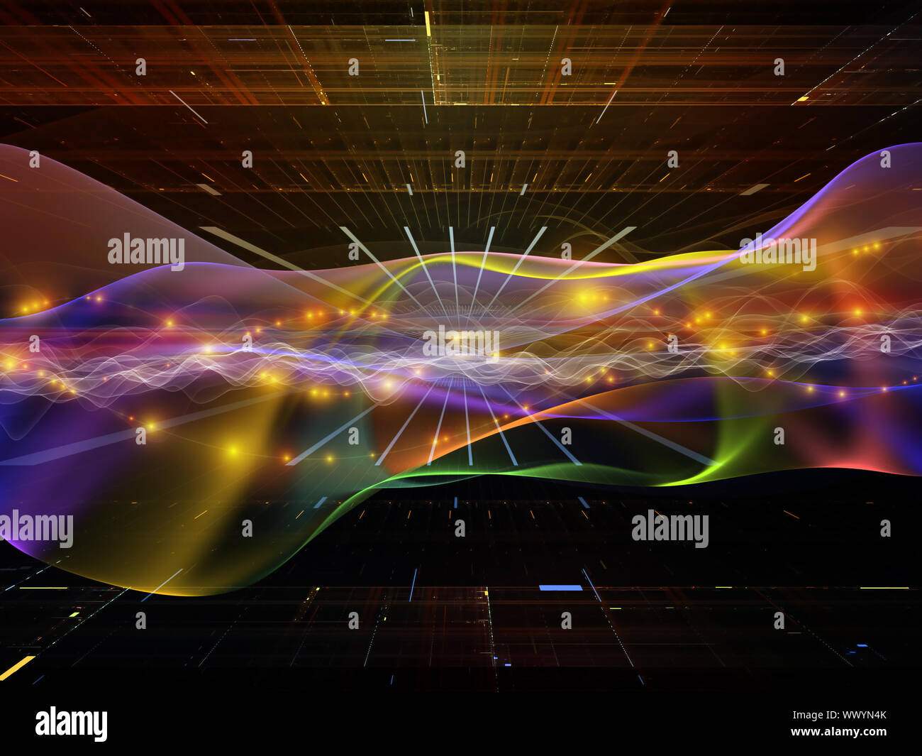 Composition of abstract sine waves and design elements with ...
