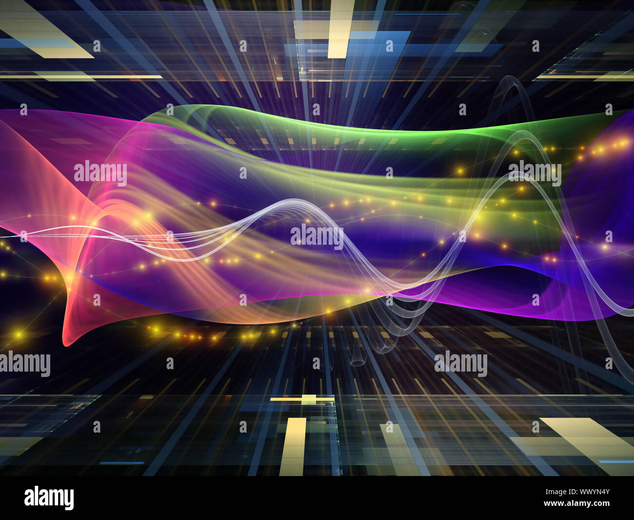 Composition of abstract sine waves and design elements suitable as a ...