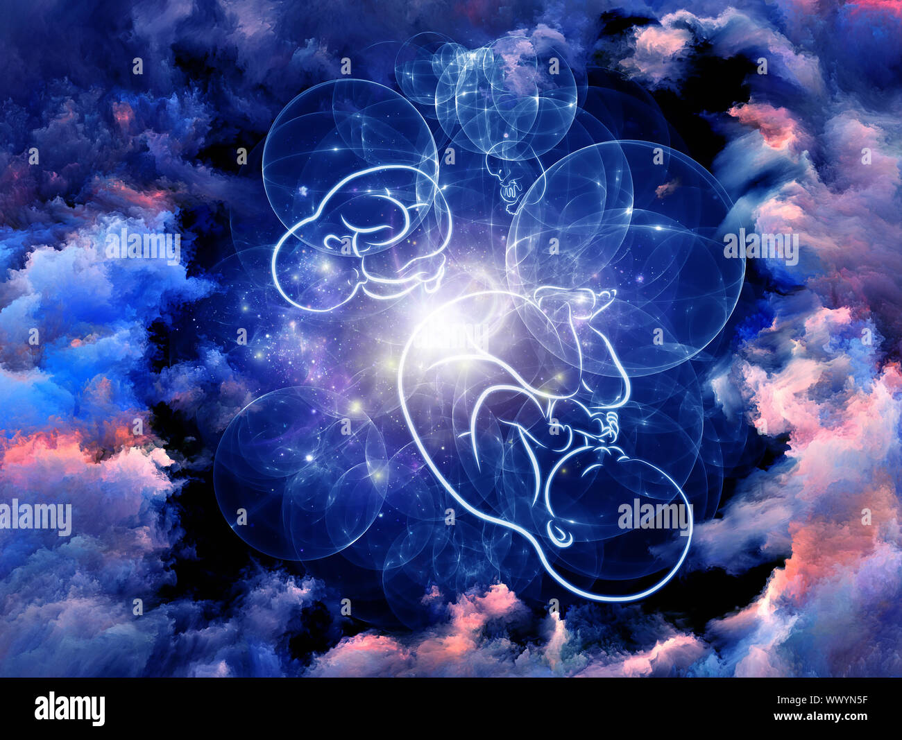 Abstract design made of drawing of a fetus and abstract design elements ...