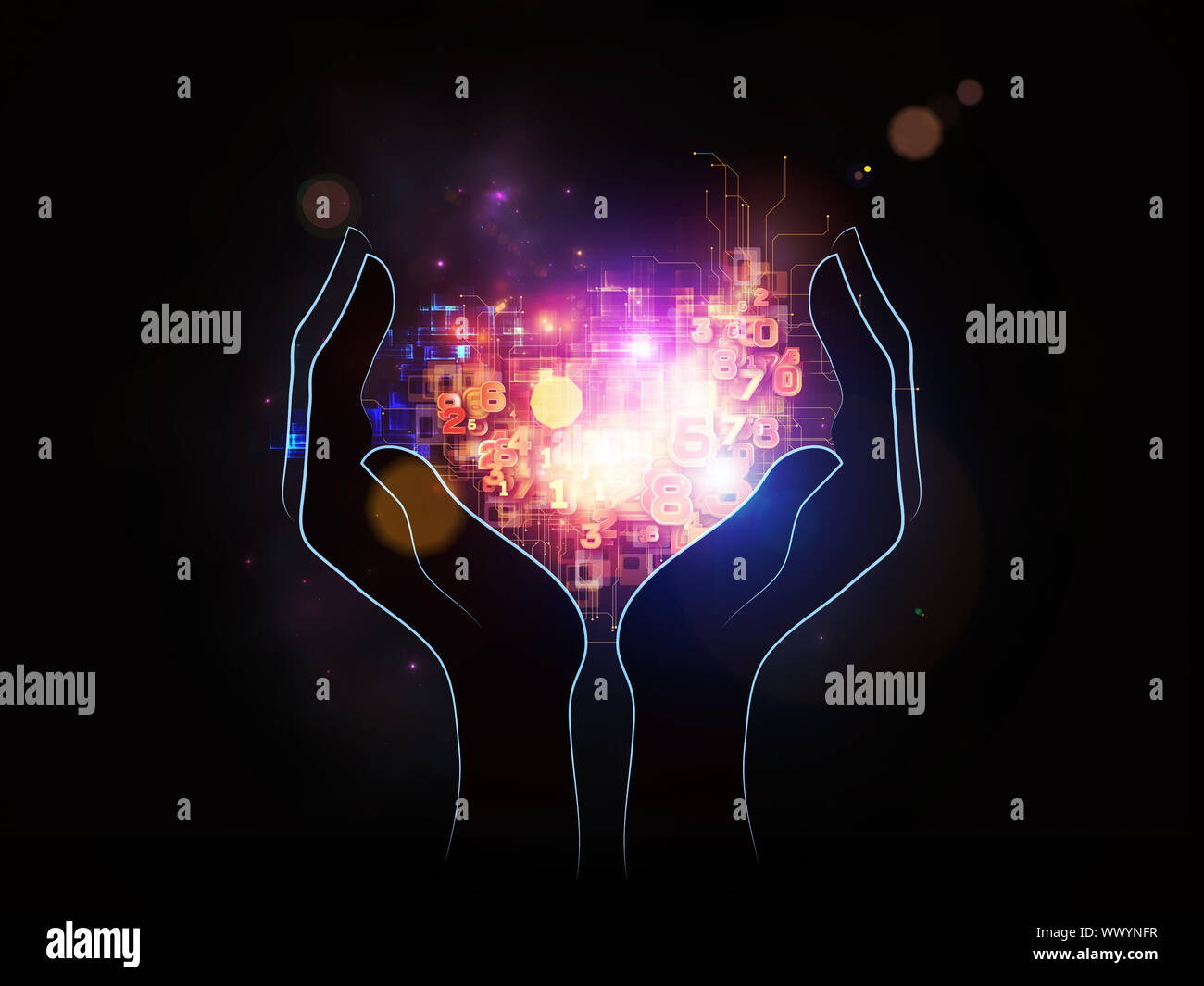 Design composed of human hand and technological elements as a metaphor ...