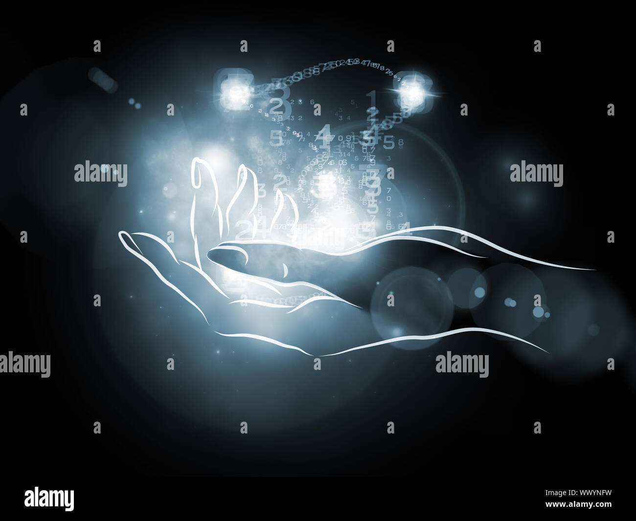 Backdrop of human hand and technological elements to complement your ...