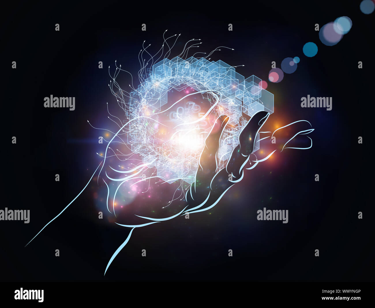 Composition of human hand and technological elements to serve as a ...