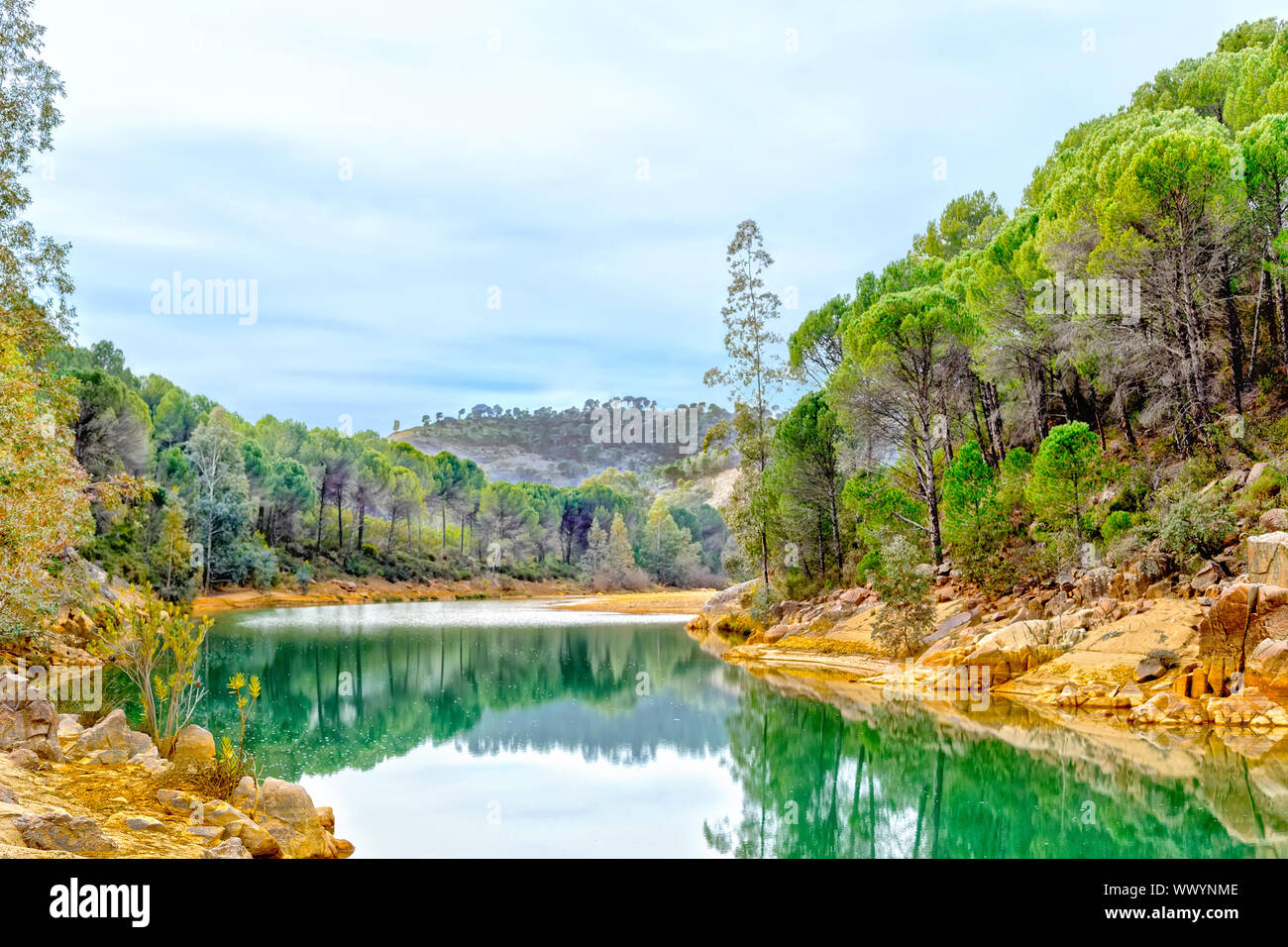 Beautiful mountain river valley. River Odiel. Andalucia. Spain Stock ...