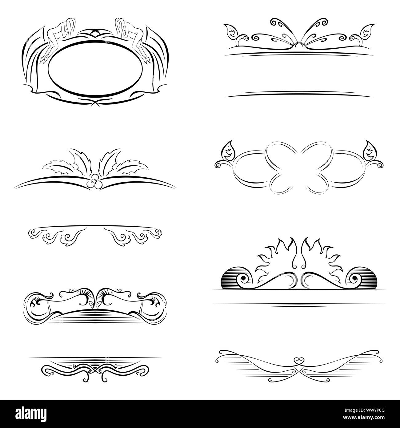Divider vintage calligraphic frames Black and White Stock Photos ...