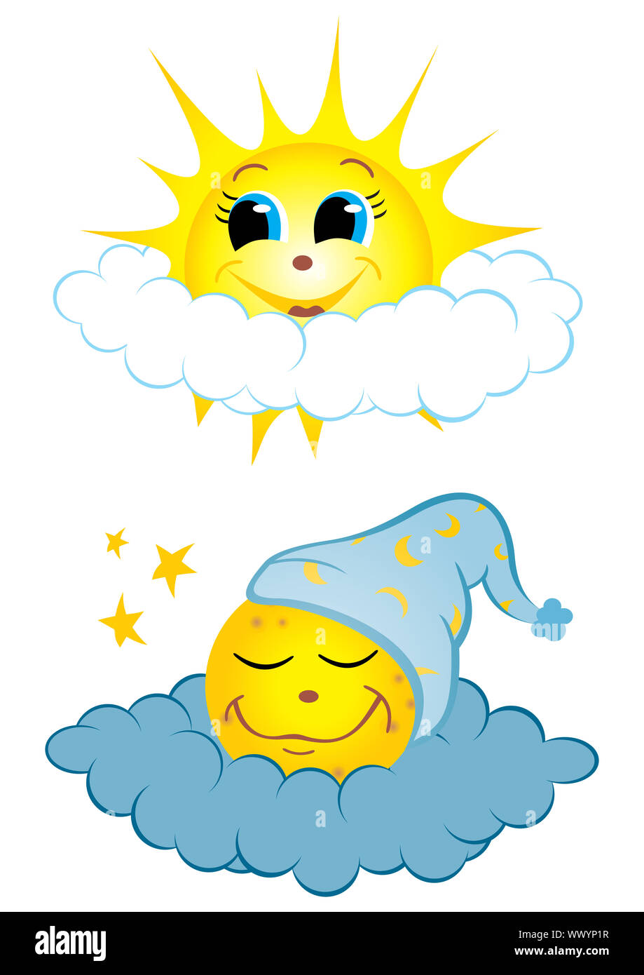 Day night drawing sun hi-res stock photography and images - Alamy